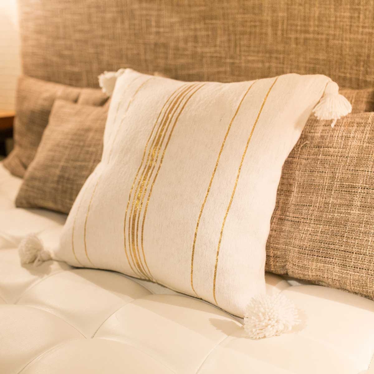 White and gold blanket handwoven throw tassel blankets | Etsy