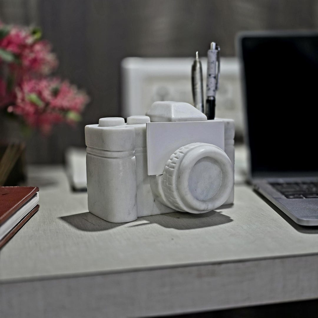 Buy Handcrafted Marble Camera Pen Holder – Photographer Desk Decor ...