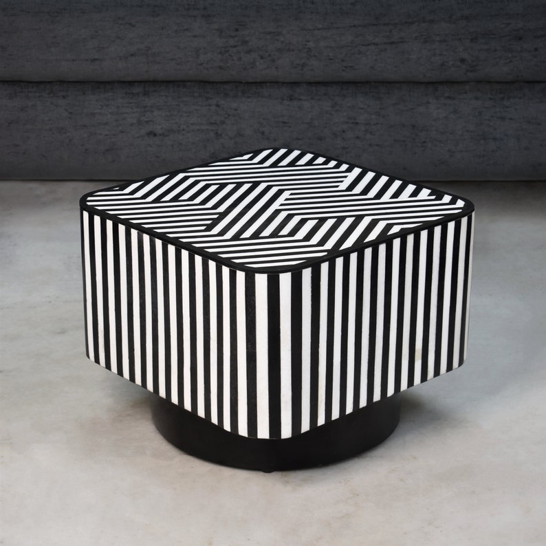 Alluring and Gorgeous Design Marble Stone Z Pattern Square Coffee Table ...