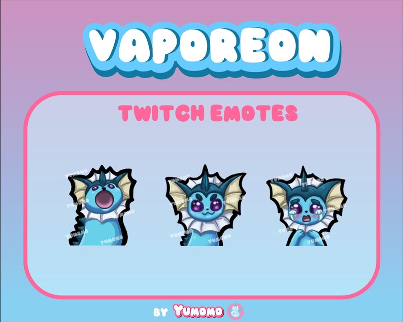 Cute Pokemon Vaporeon Twitch Emotes - Etsy