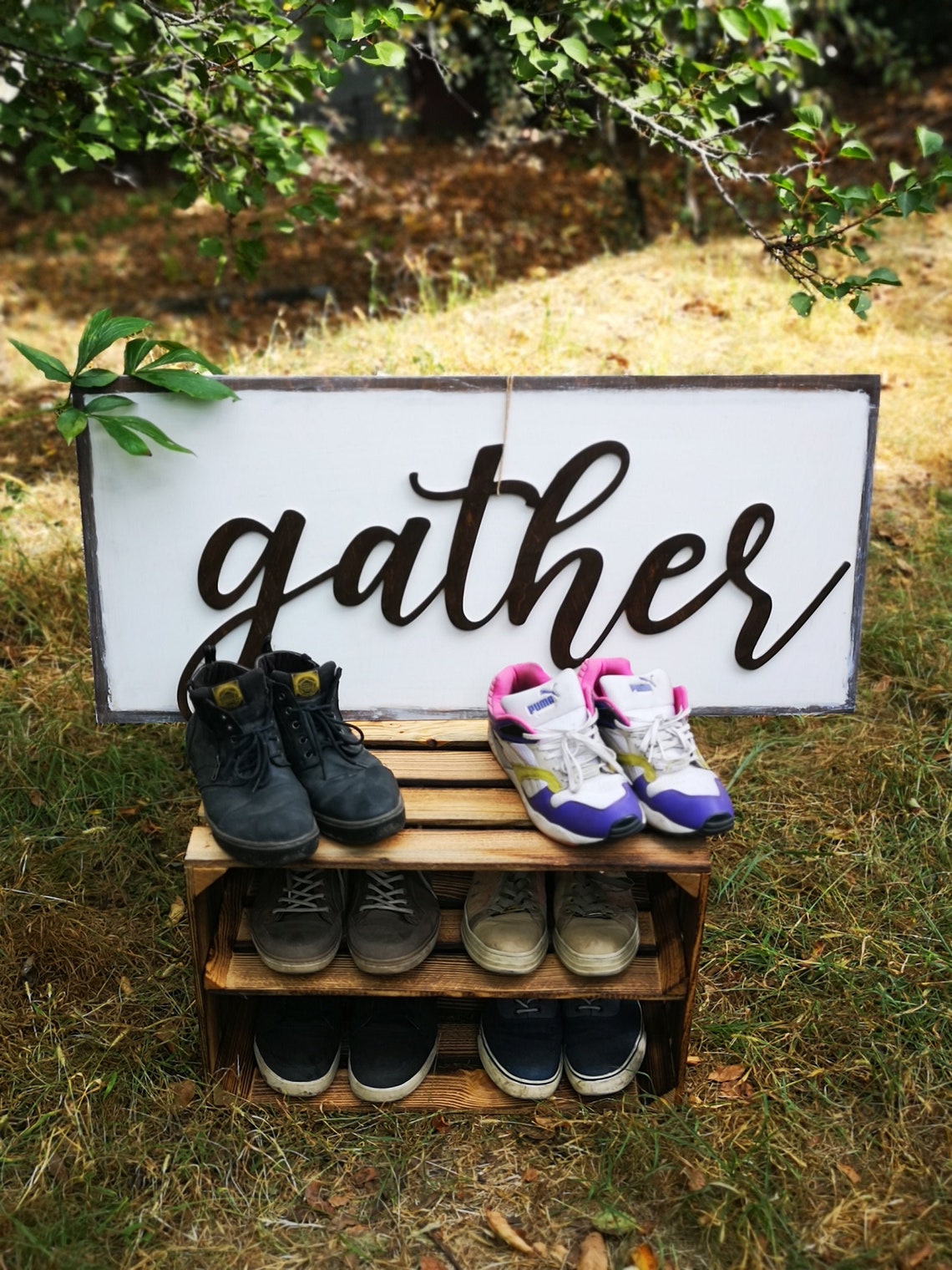 24 Farmhouse Shoe Rack Rustic Shoe Rack Wooden Shoe - Etsy