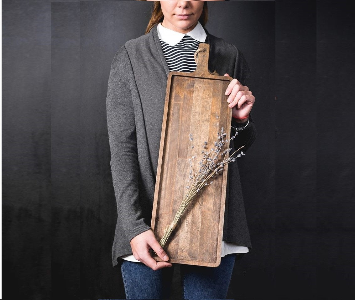 Rustic Serving Tray Wooden Serving Tray Rustic Wood Platter - Etsy