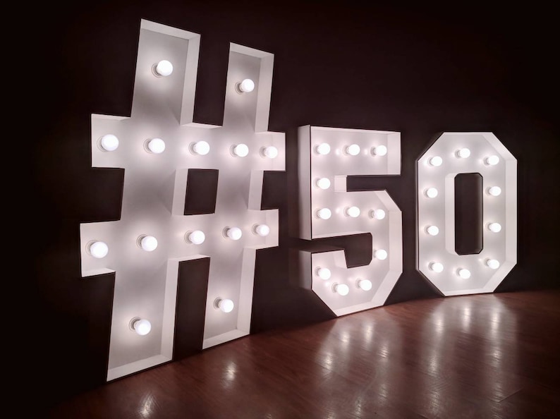 Giant Marquee Numbers Light up Numbers Bulbs Sign Marquee Hashtag ...