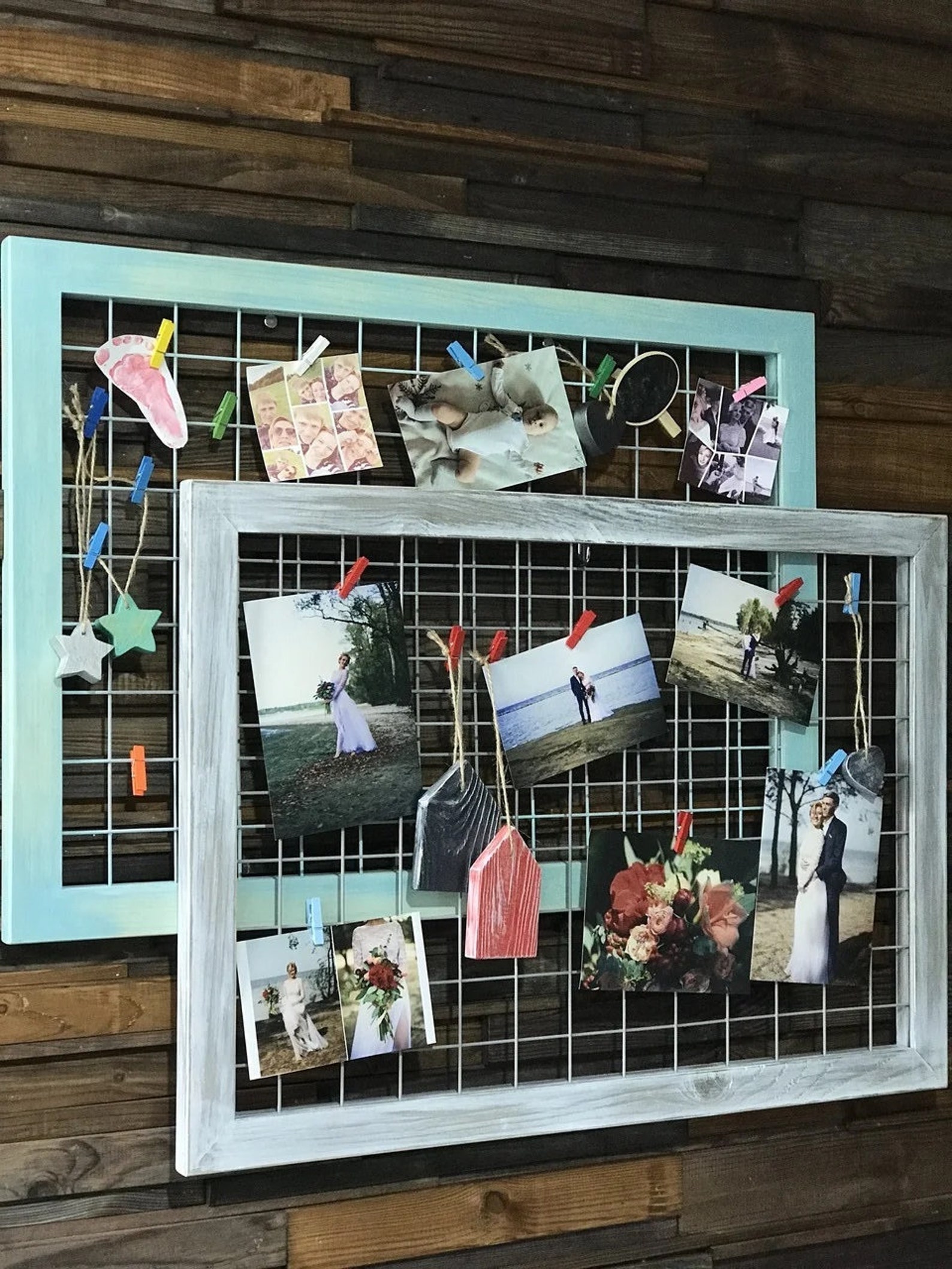 Rustic Wooden Clothespin Photo Display Wedding Photo Display - Etsy