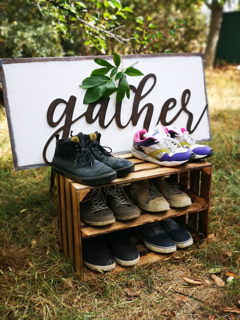 24 Farmhouse shoe rack Rustic shoe rack Wooden shoe | Etsy