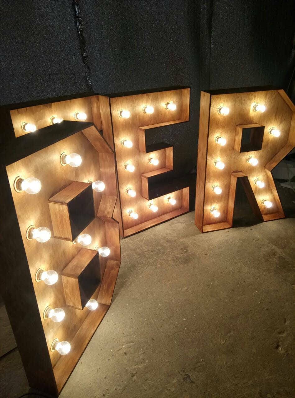 3ft 4 Ft Large Wooden Letters Bar Beer Restaurant Light | Etsy