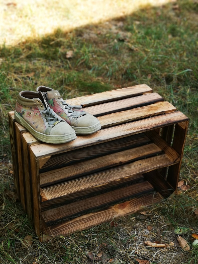 24 Wooden shoe rack Farmhouse shoe rack Rustic shoe | Etsy