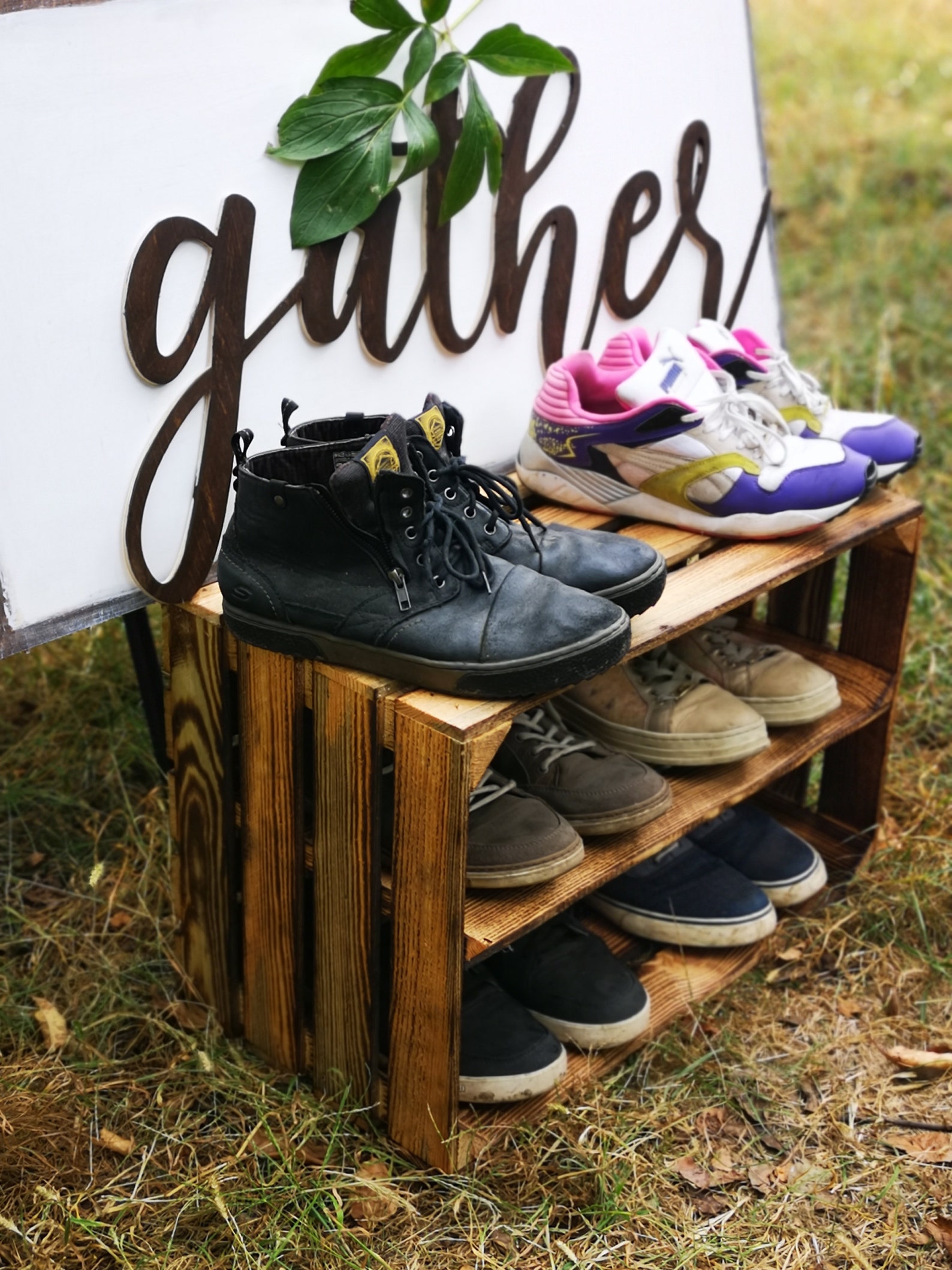 24 Farmhouse Shoe Rack Rustic Shoe Rack Wooden Shoe - Etsy