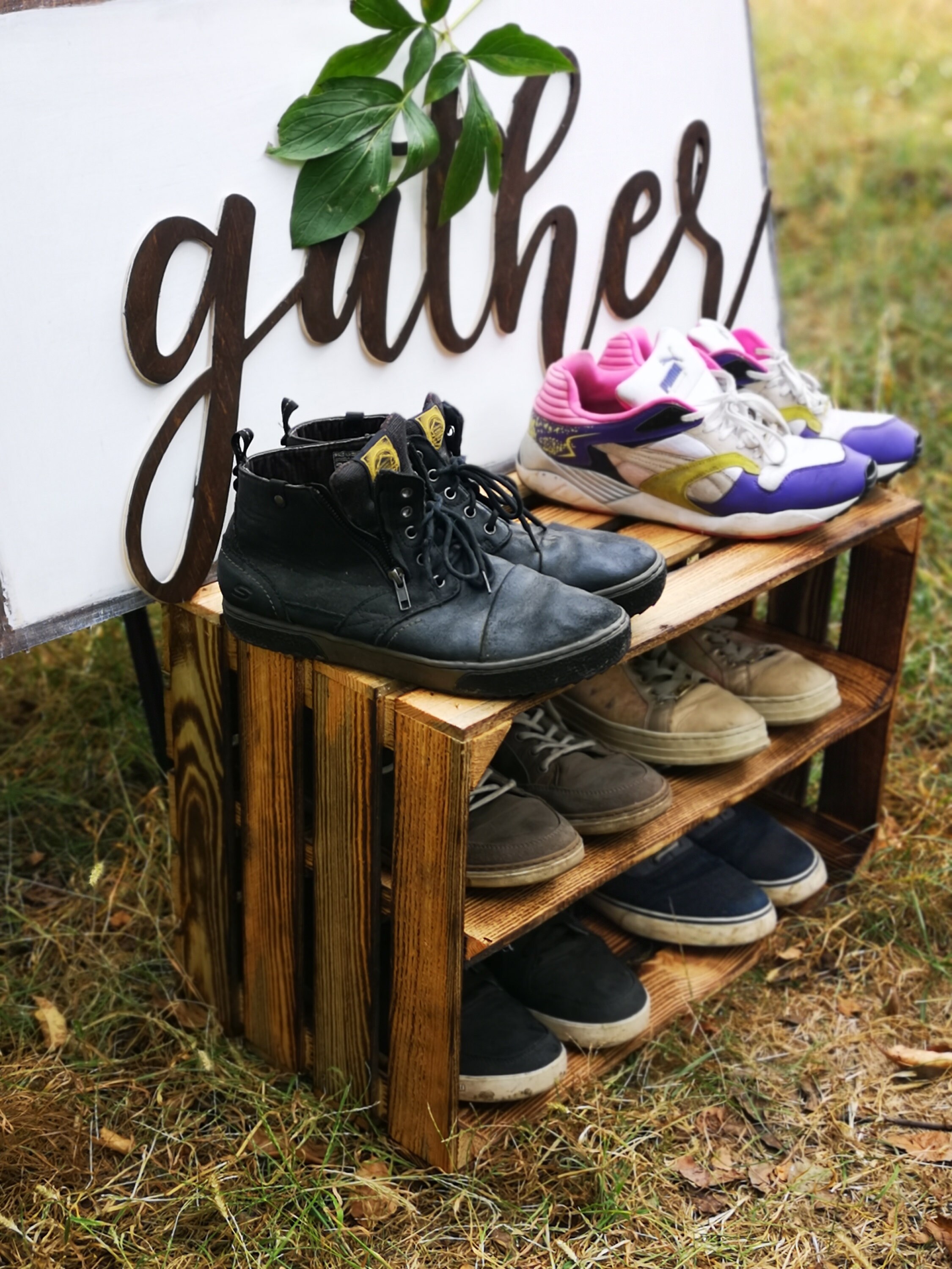 24 Wooden Shoe Rack Farmhouse Shoe Rack Rustic Shoe | Etsy