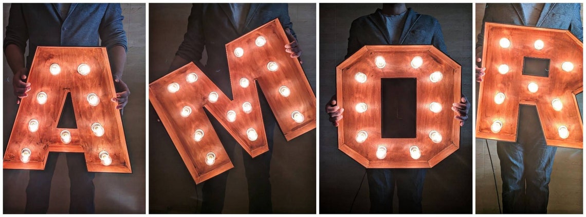 Large Marquee Letters Large Wedding Sign Amor Sign Light up - Etsy