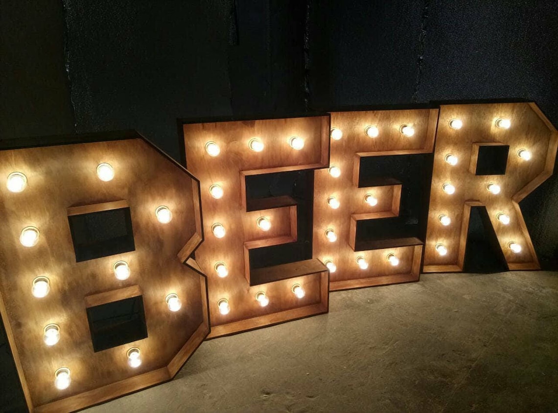 Rustic Marquee Letters Barn Wedding Lights Backdrop Bar | Etsy