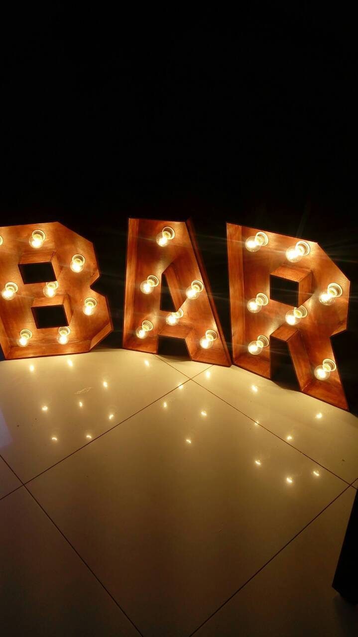 Giant Bar Wooden Letters Beer Wedding Light Marquee Letters - Etsy