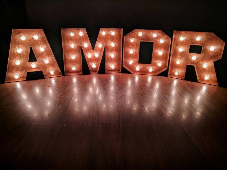 Rustic Marquee Letters Barn Wedding Lights Backdrop Bar | Etsy