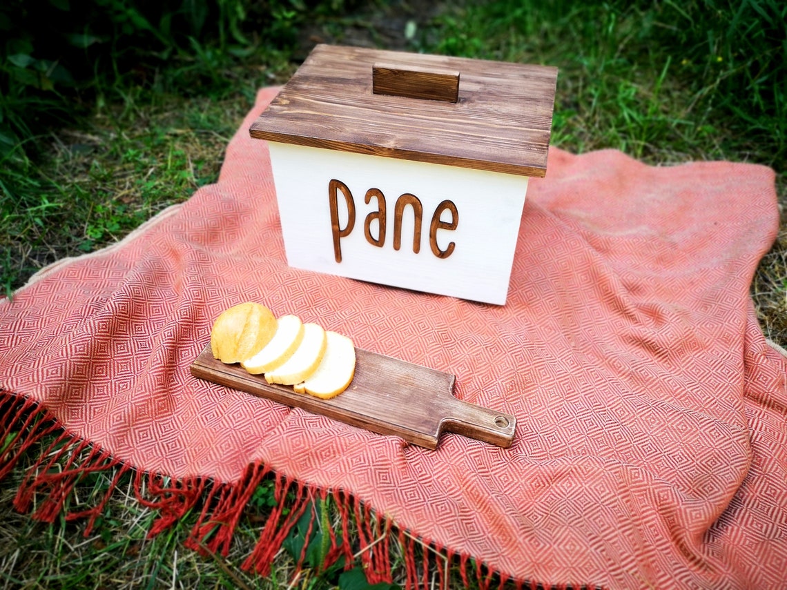 Black Wooden Bread Box Large Farmhouse Breadbox Rustic Bread | Etsy