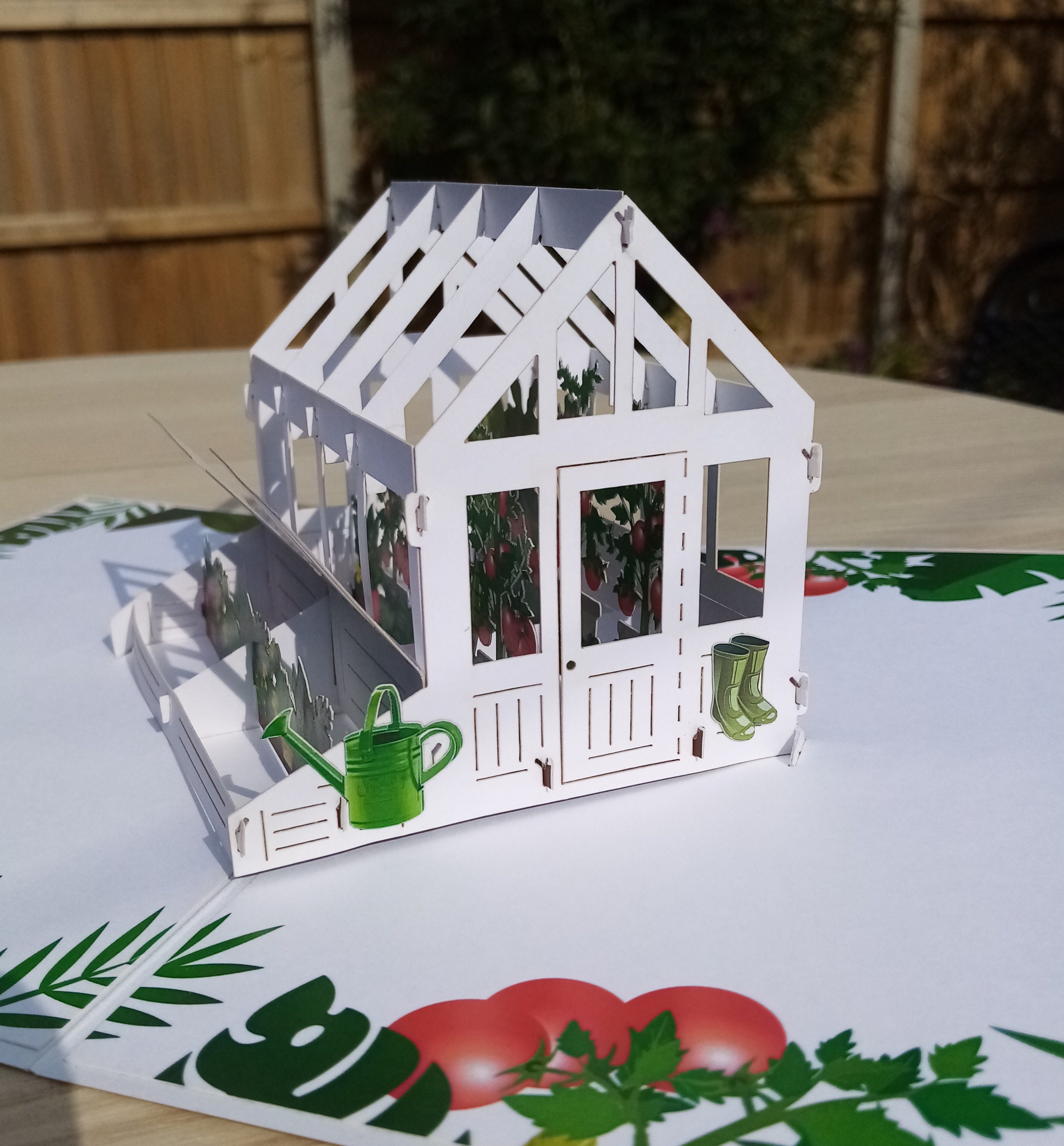 Greenhouse and Flowers Pop up Card, Gardeners, Allotment, Birthday Card ...