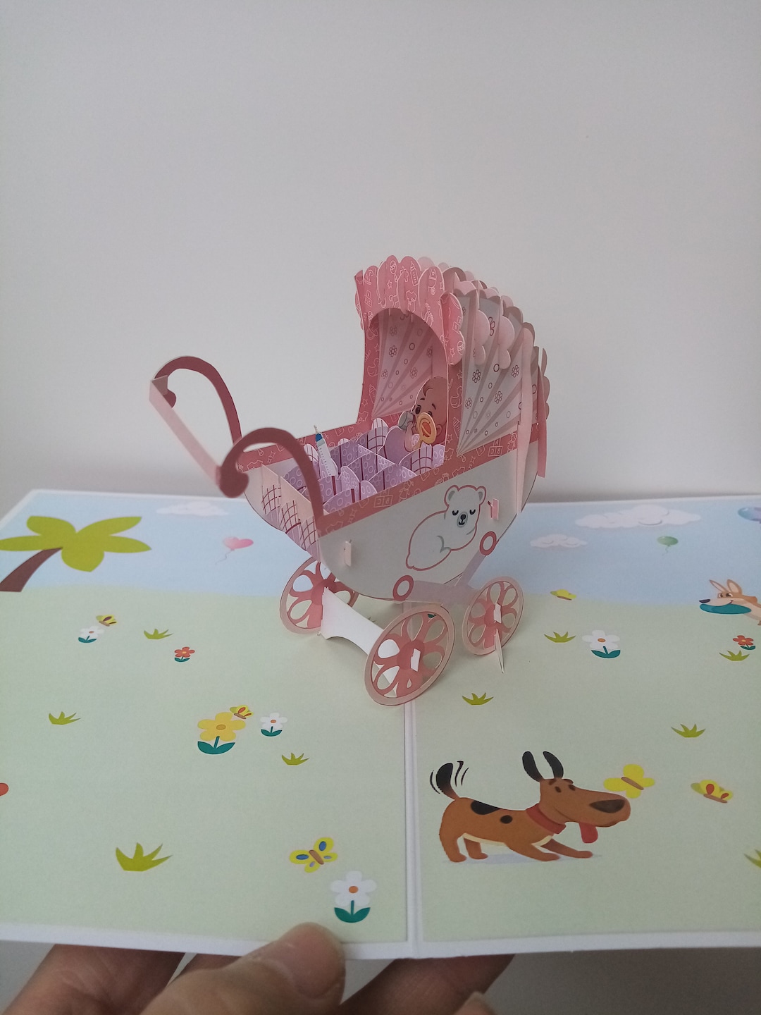 New Baby Pop up 3D Card, Baby Girl, Pink, Pram, New Baby - Etsy