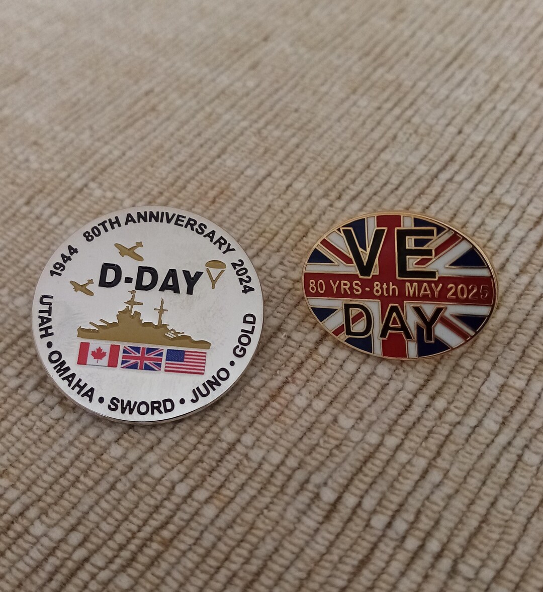VE Day 80th Anniversary Enamel Pin Badge and D-day 80th Anniversary Pin ...