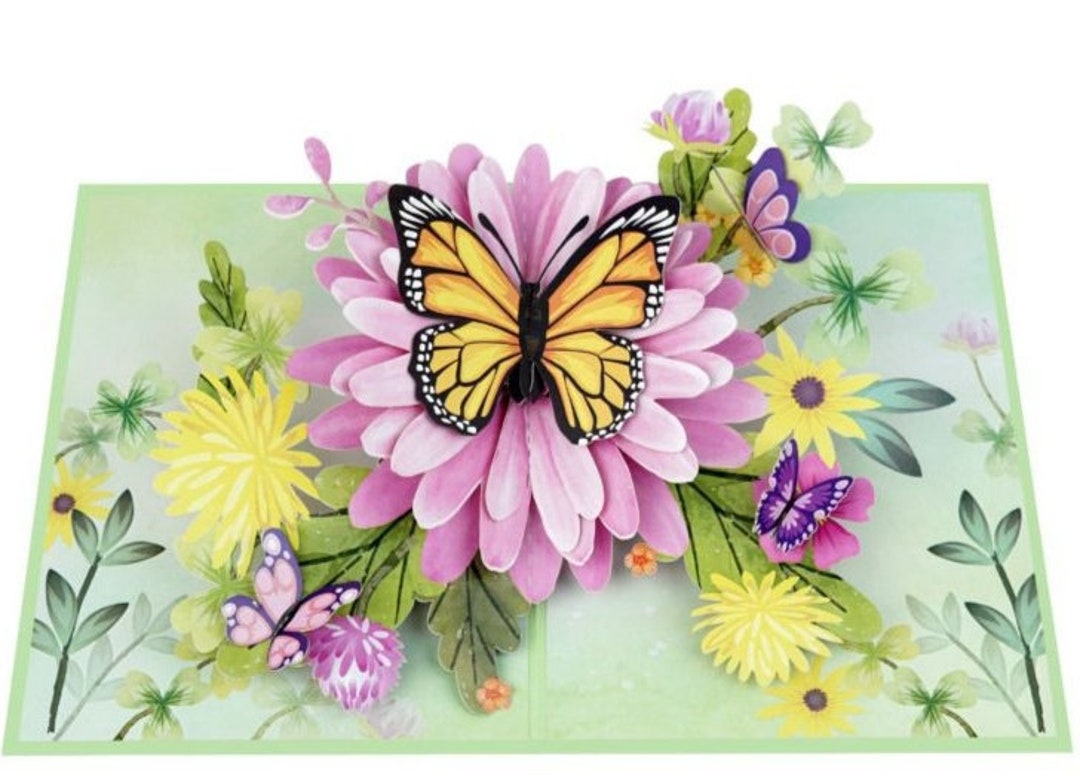 Butterfly and Flower Pop up Card, Birthday Card, Anniversary - Etsy