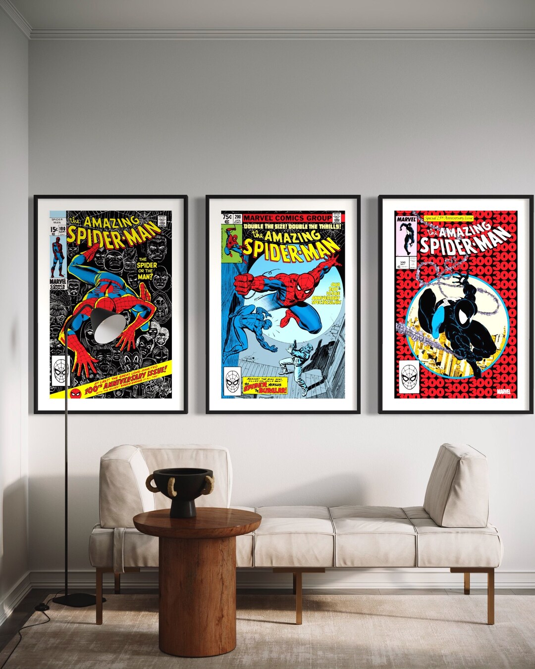100th 200th 300th Edition Spider-man Comic Cover Prints, Set of 3 ...