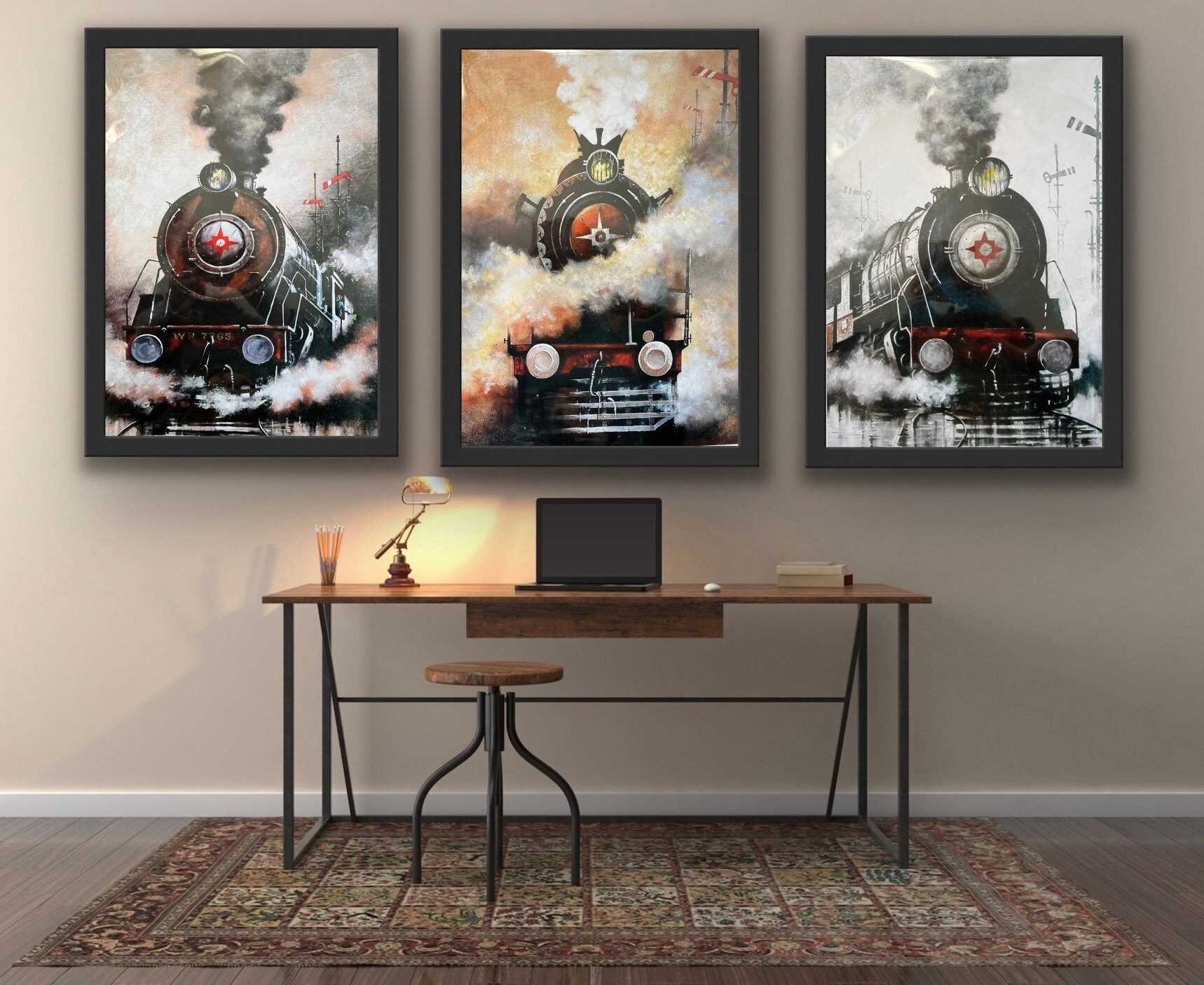 Set of 3 Train Prints, Locomotive Prints, Vintage Train Prints, Gifts ...