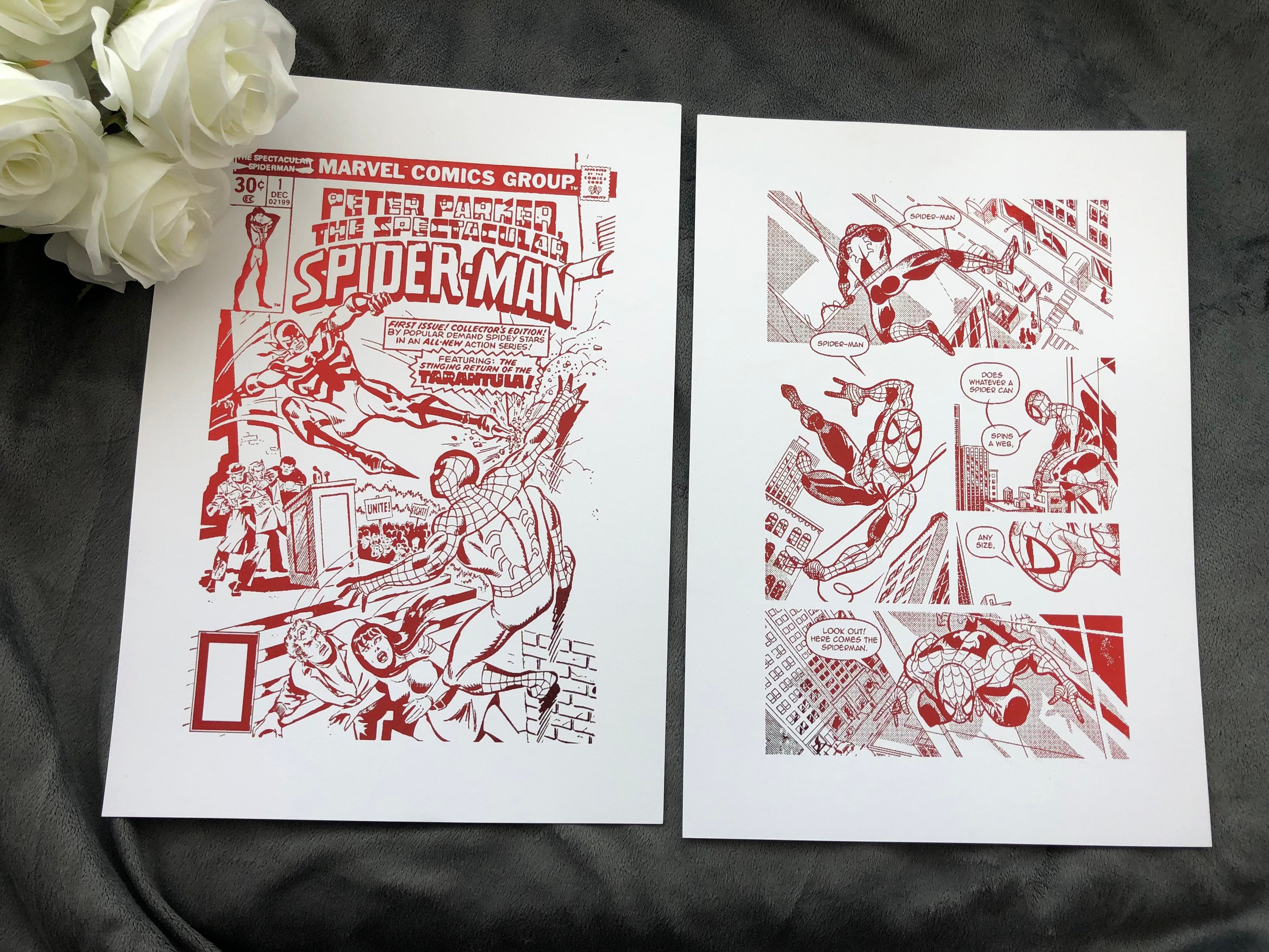 Spider Man Foil Prints, Set of 2 Prints, Spiderman, Comic Book Print ...