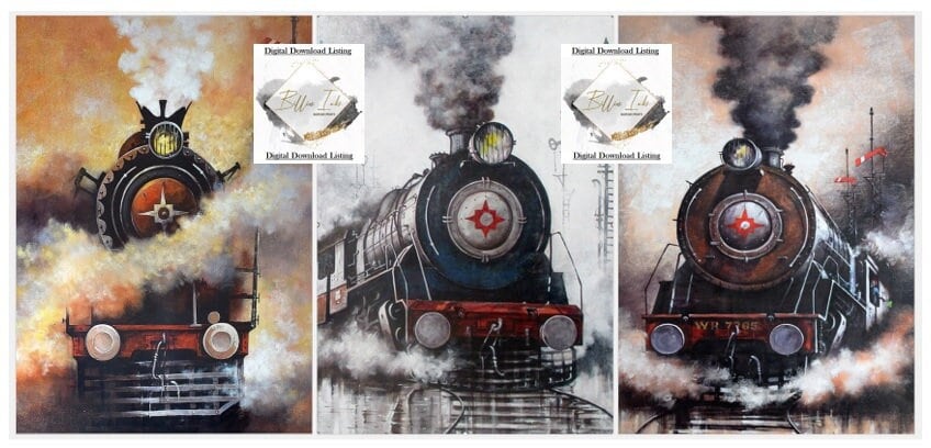 Set of 3 Train Prints, Locomotive Prints, Vintage Train Prints, Gifts ...