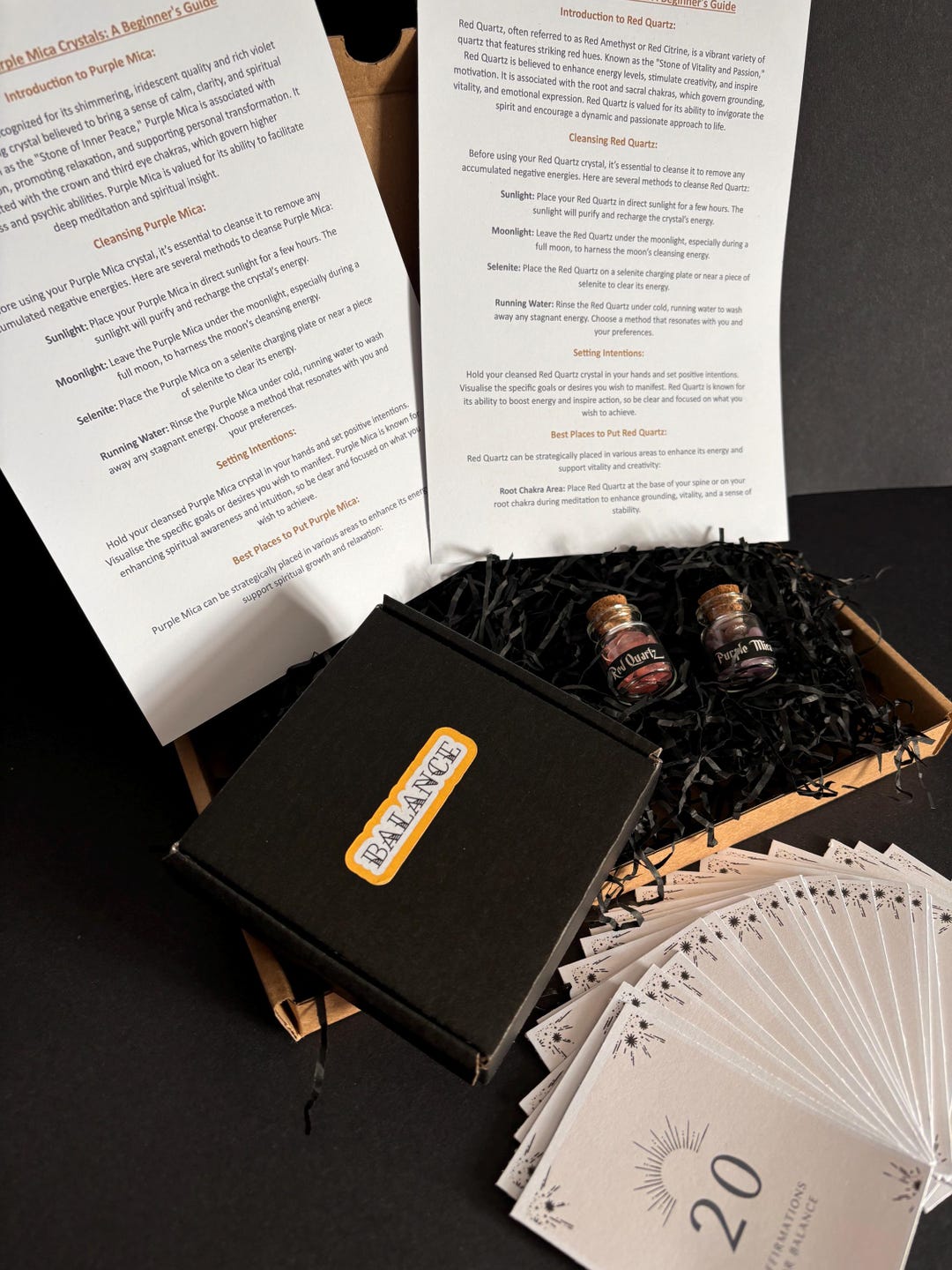 Balance Gift Set, Healing Crystals, Balance Affirmation Cards & Beginner's Guide, Self-love and ...