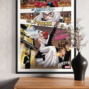 Black Cat Spider-man Wedding Comic Strip Prints: Superhero Art (digital ...