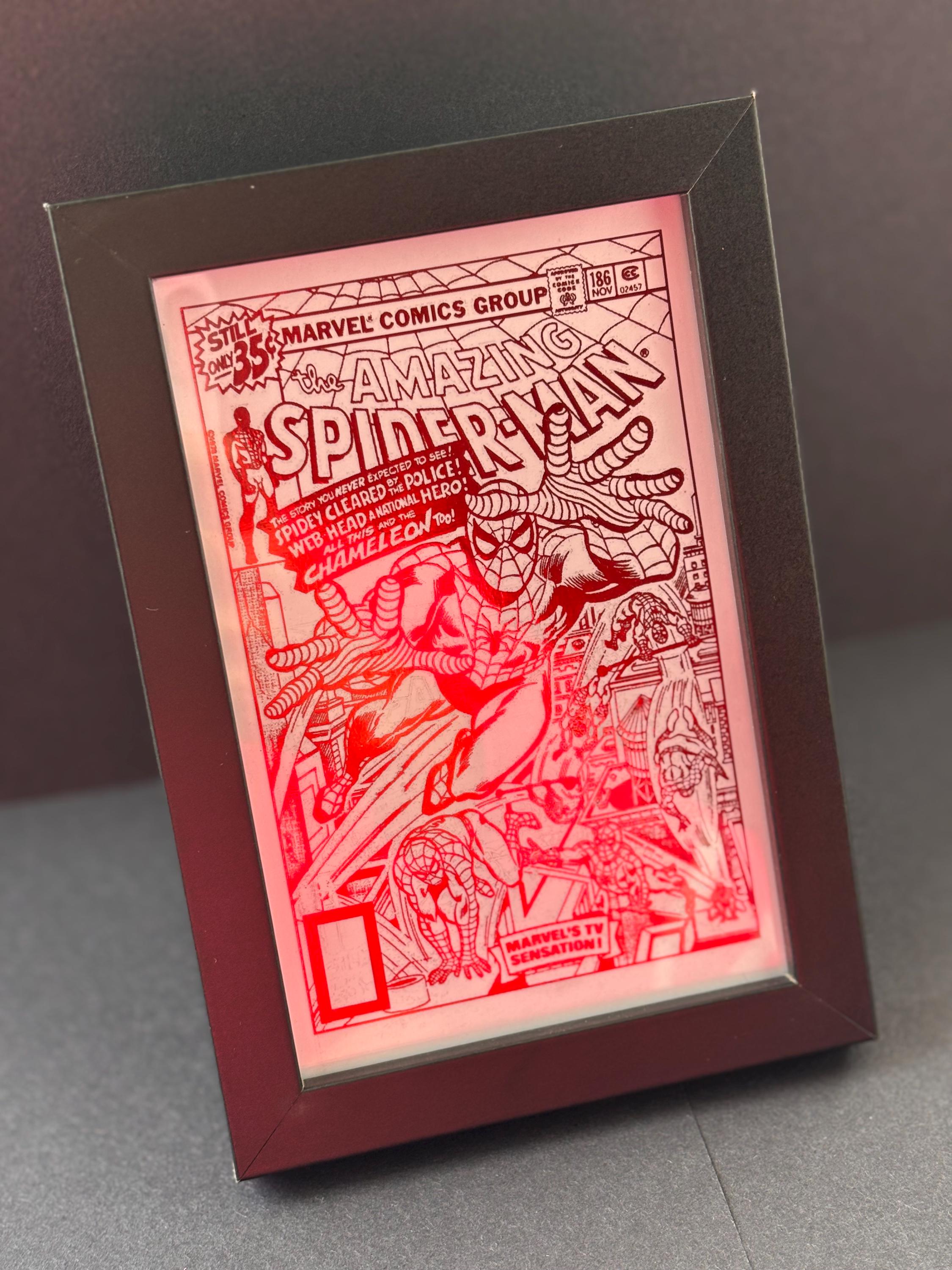 Spider-man Gift Set, 4x6 Red Comic Cover Foil Print, Spider-man Keyring ...