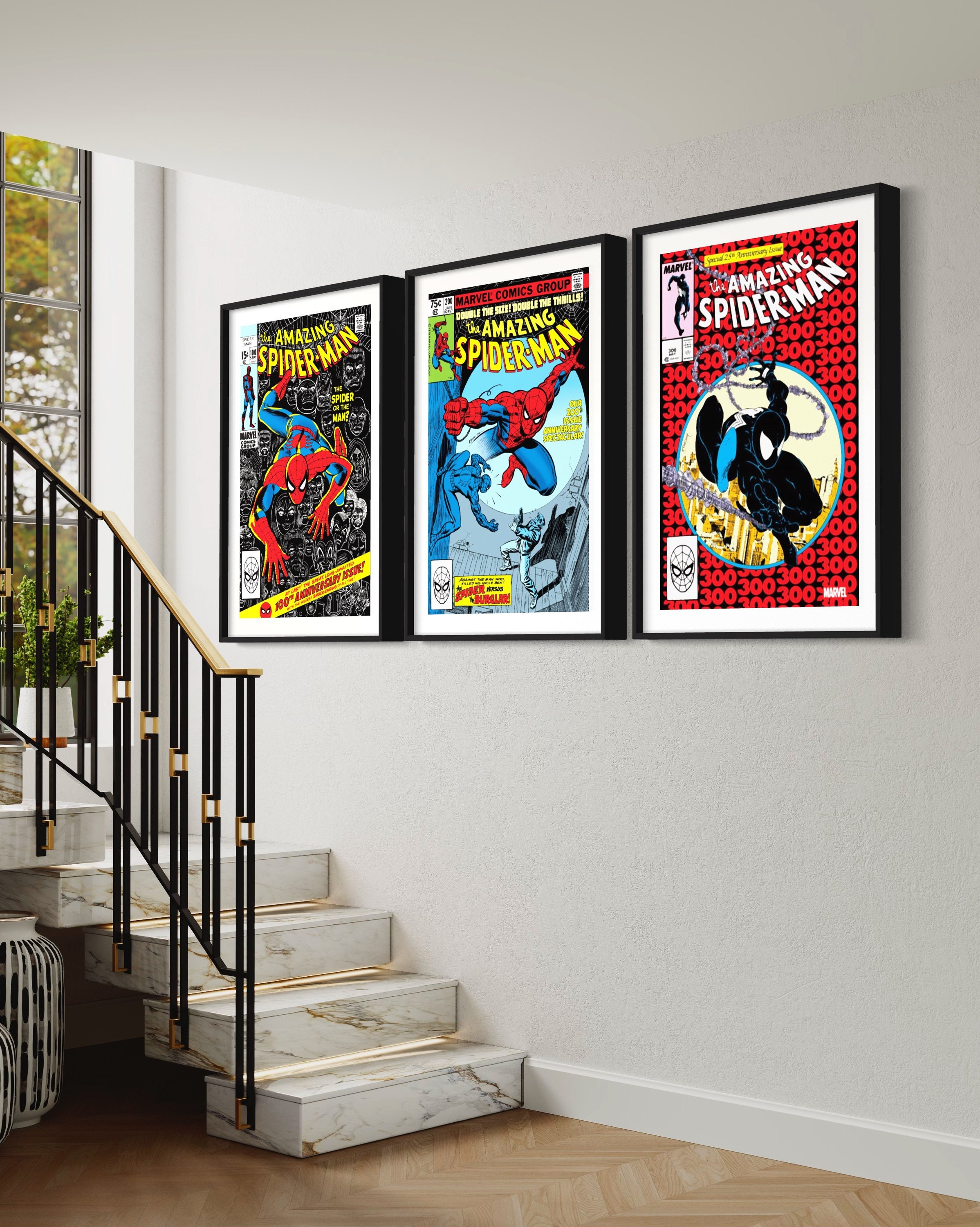 100th 200th 300th Edition Spider-man Comic Cover Prints, Set of 3 ...