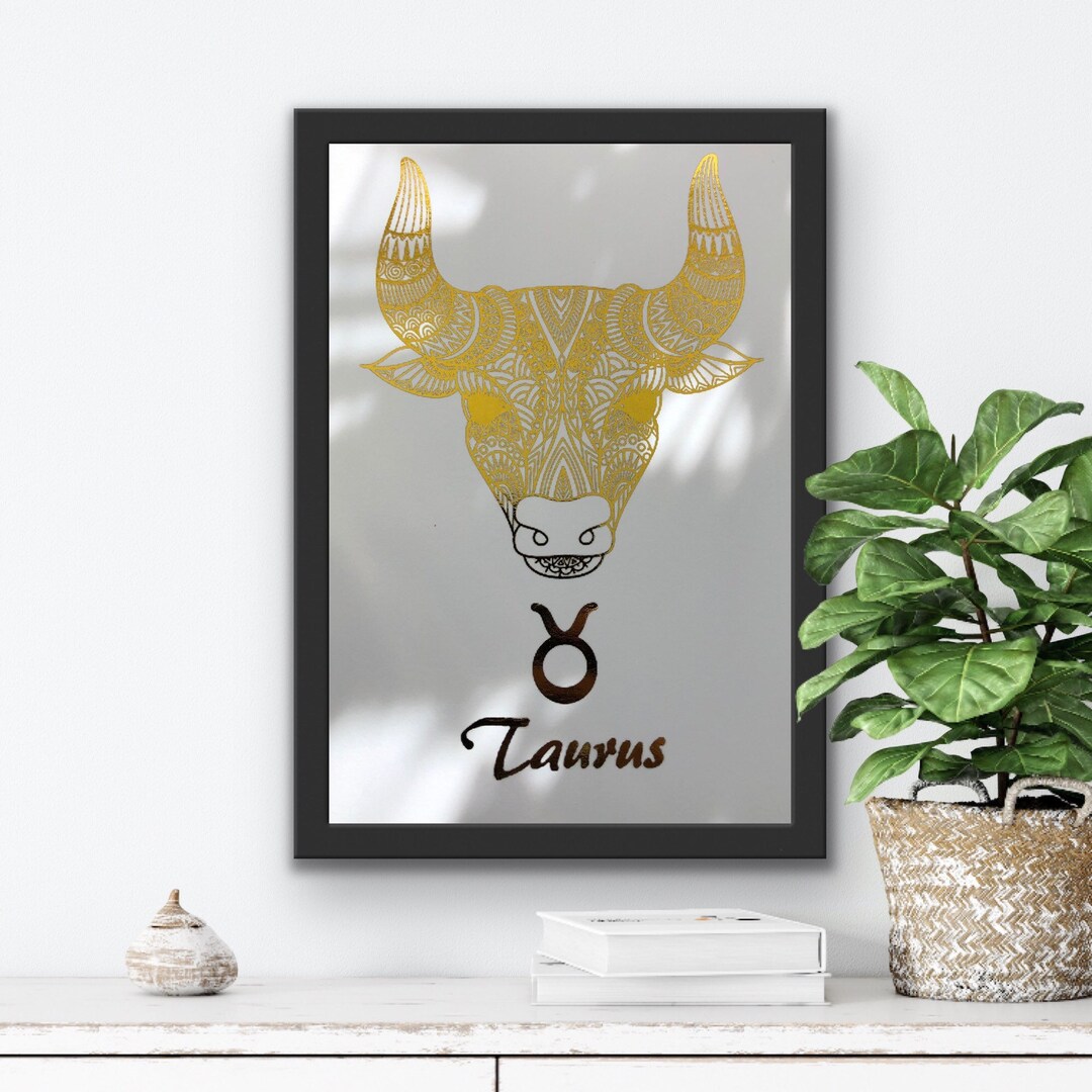 Taurus Star Sign Foil Print, Star Sign Print, Zodiac Sign, Zodiac ...