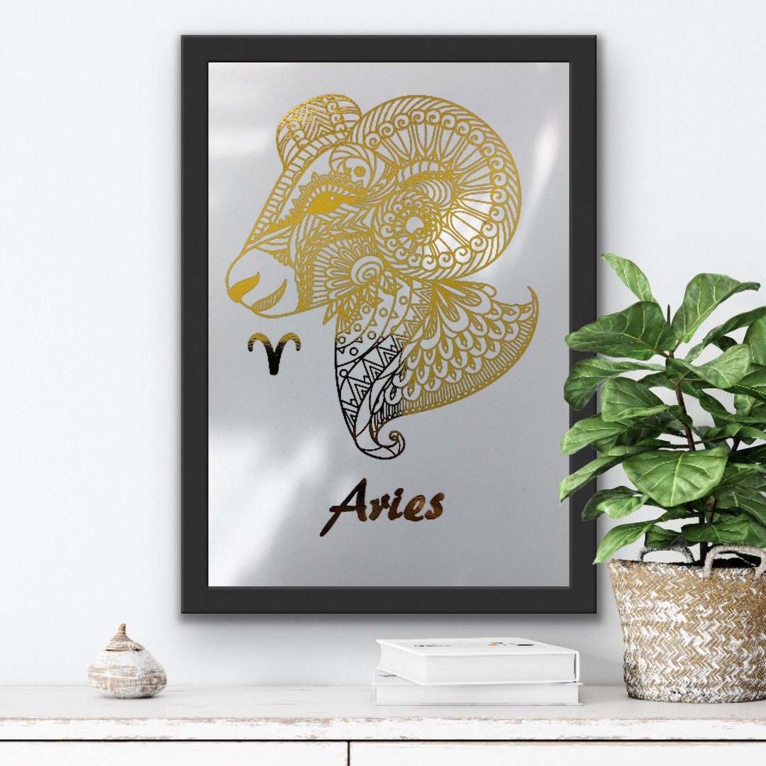 Aries Star Sign Foil Print, Star Sign Print, Zodiac Sign, Zodiac Prints ...