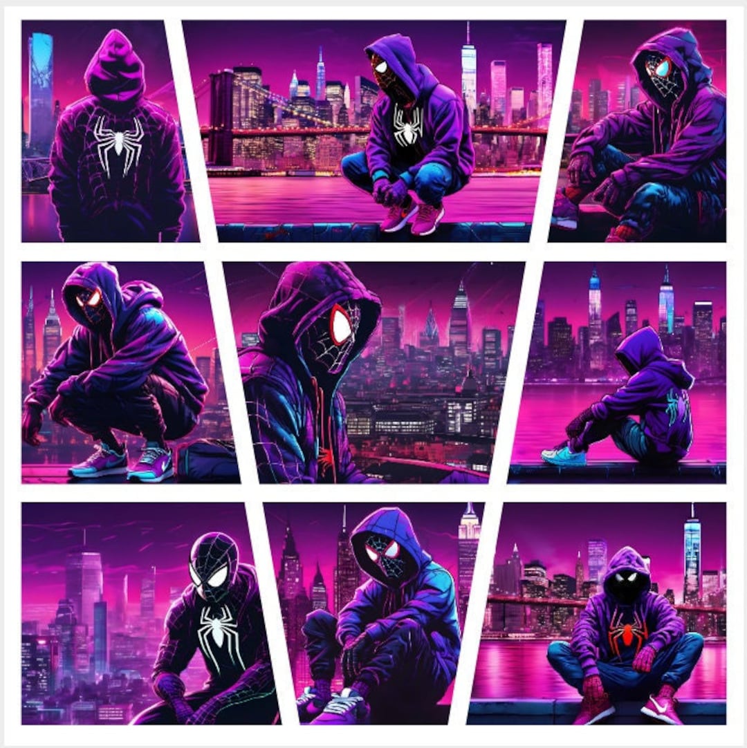 Set of 9 Spider-man City Landscape Comic Prints, Spider Man Gifts ...