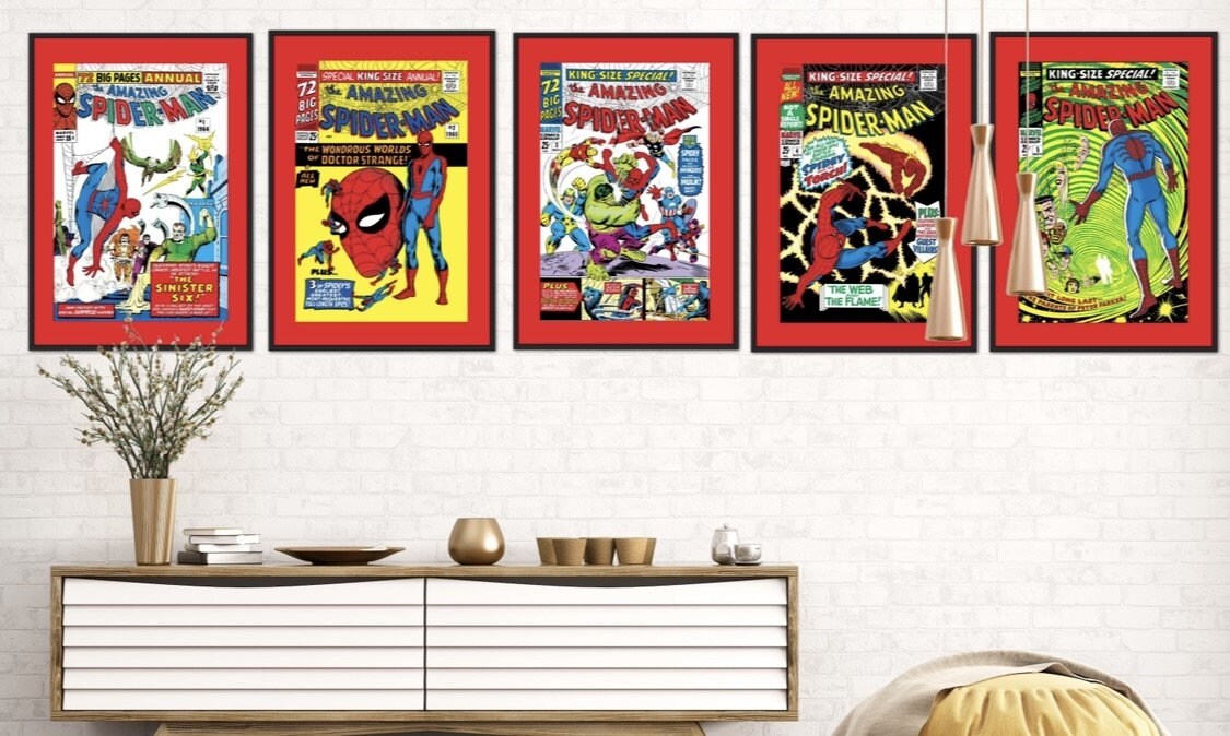 Set of 5 Prints, Spider-man Prints, Spiderman Gifts, Comic Cover Prints ...