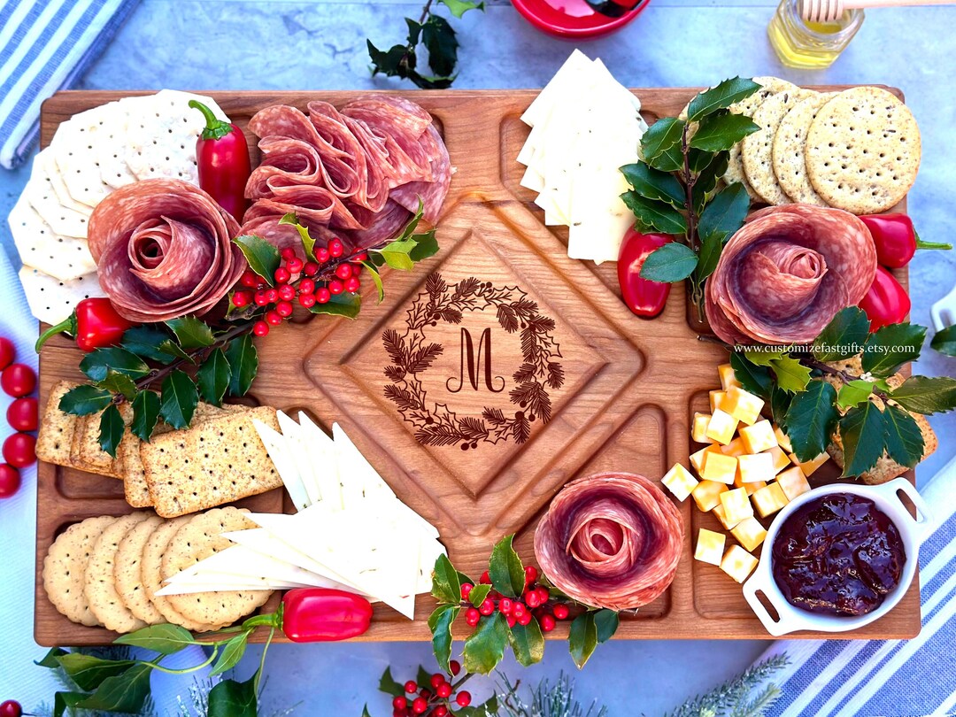 Personalized Cherry Wood Charcuterie Board: Custom Engraved Serving ...