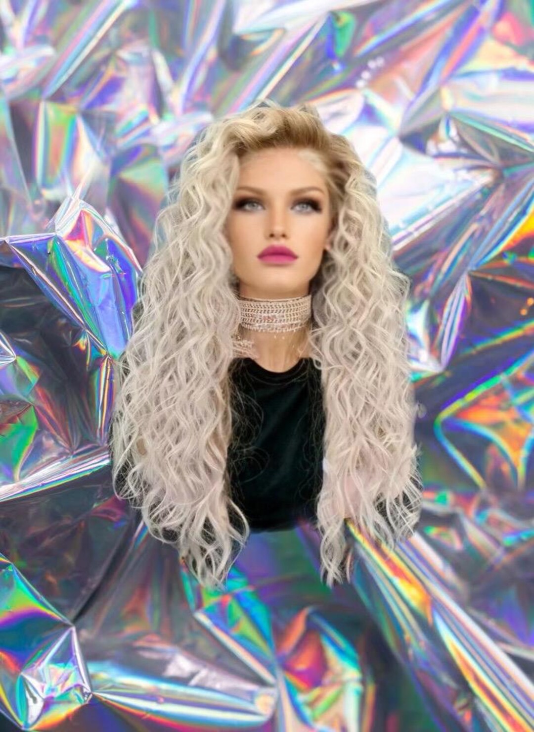 Ellie Malibu Light Blonde Rooted Ombré Curly Premium Remy 100% Human ...