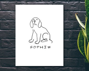 Beagle Line Drawing - Etsy