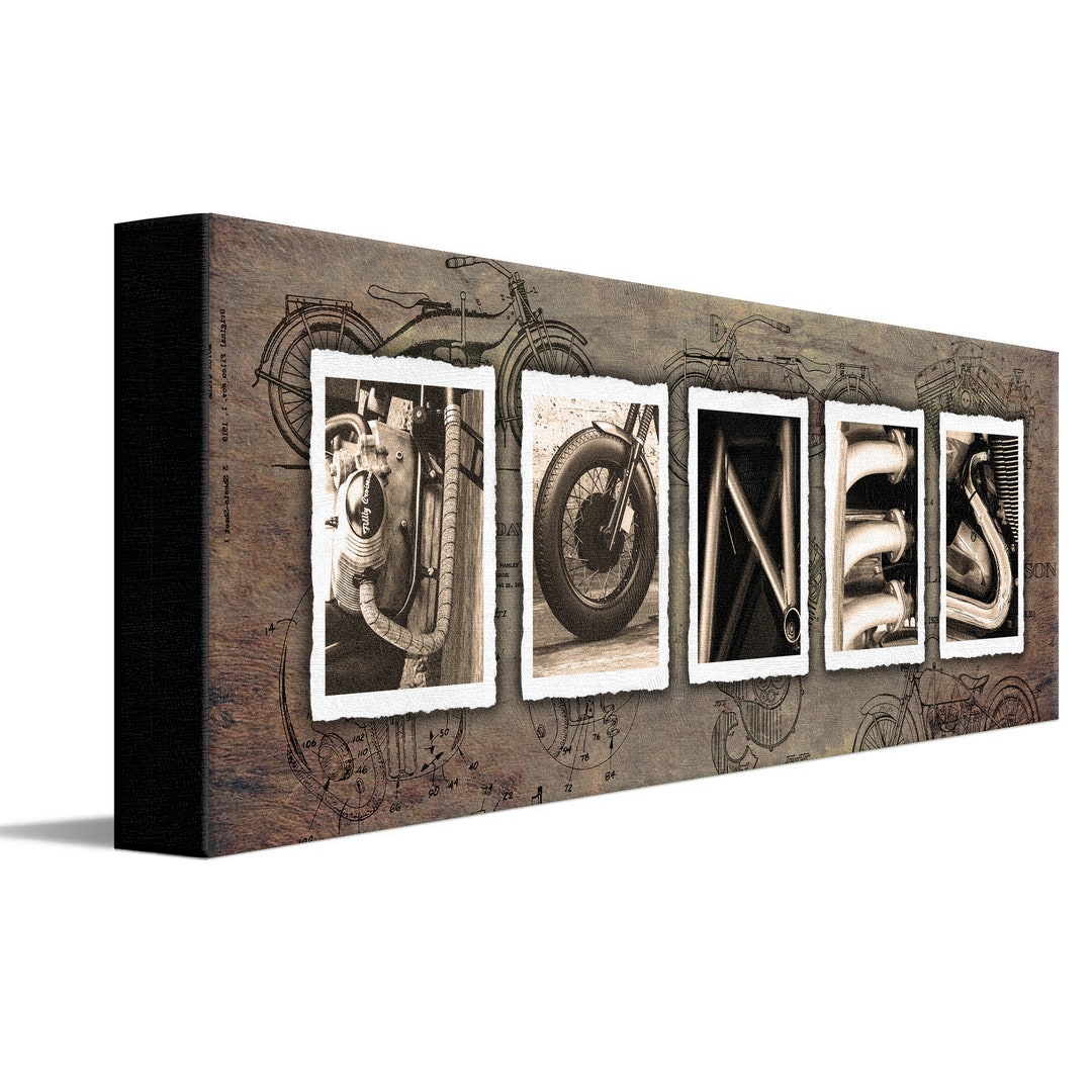 Vintage Motorcycle Name Art | Personalized Motorcycle Gift | Motorcycle ...