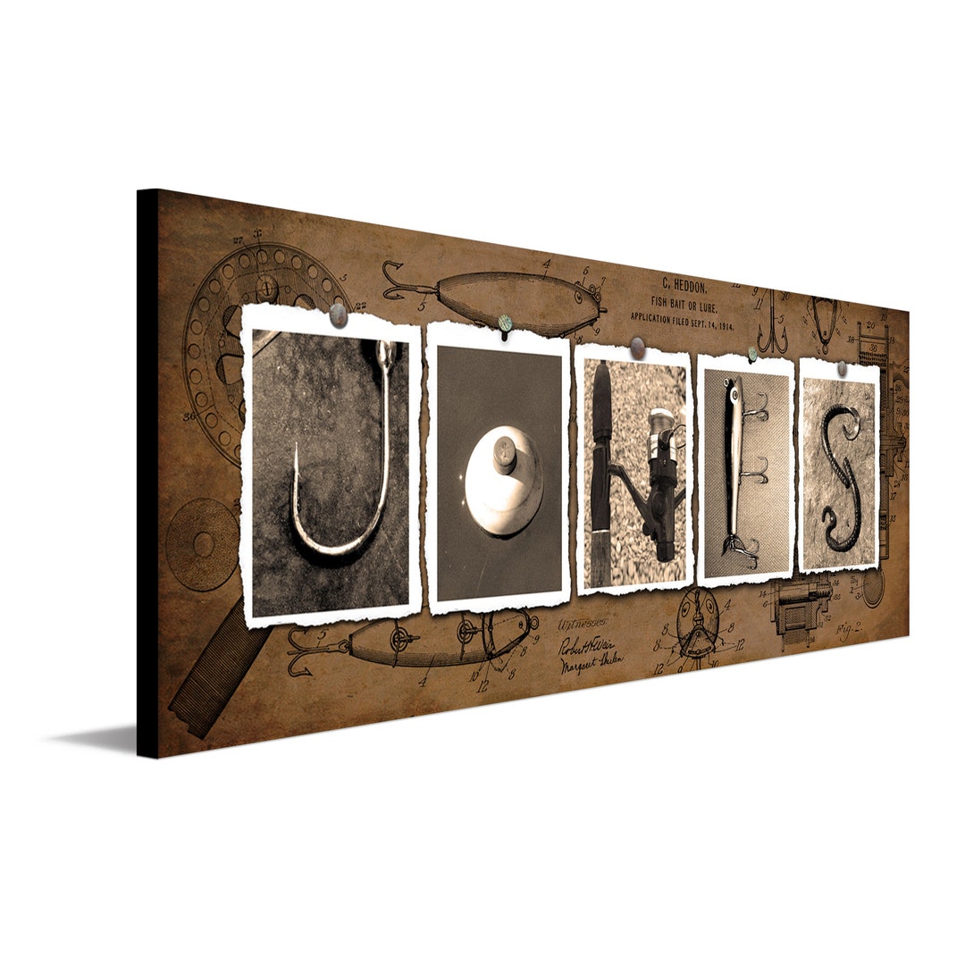 Vintage Fishing Name Art Personalized Fishing Gift Gifts for a ...