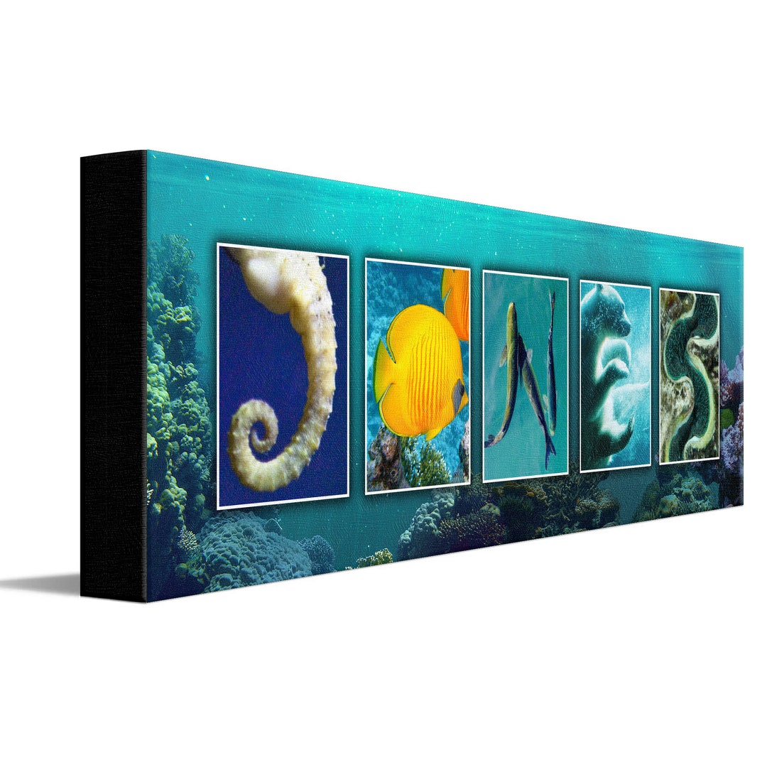 Marine Life Name Art | Ocean Beach Decor Gift | Ocean Photography ...