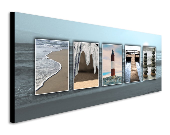 Burlap Beach Cottage Wall Art, White and Beige Starfish Wall Decor ...