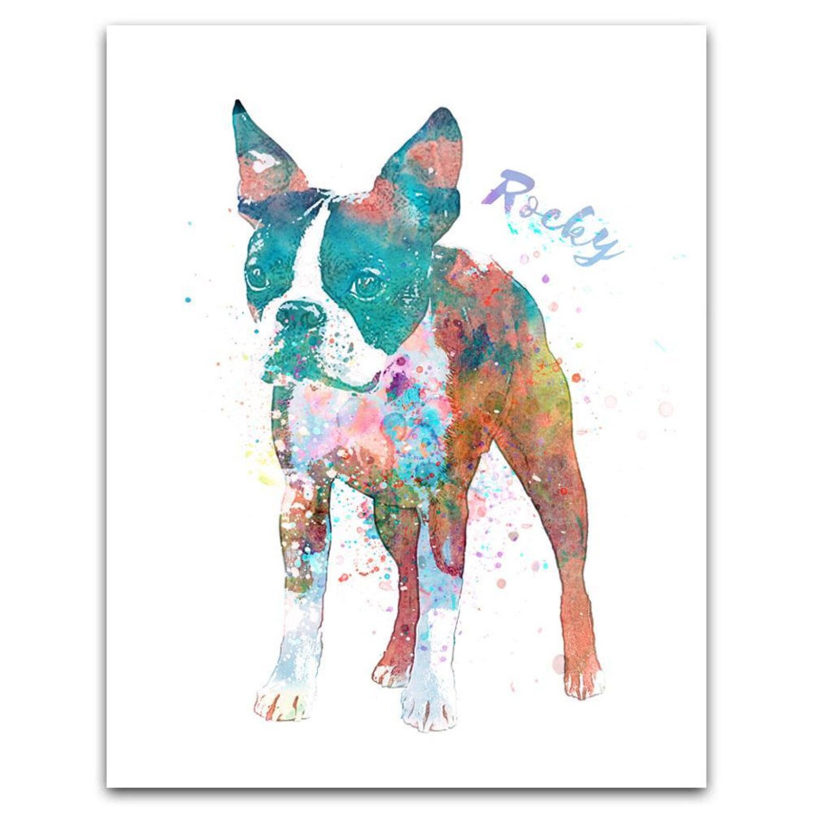 Boston Terrier Personalized Pet Art | Etsy