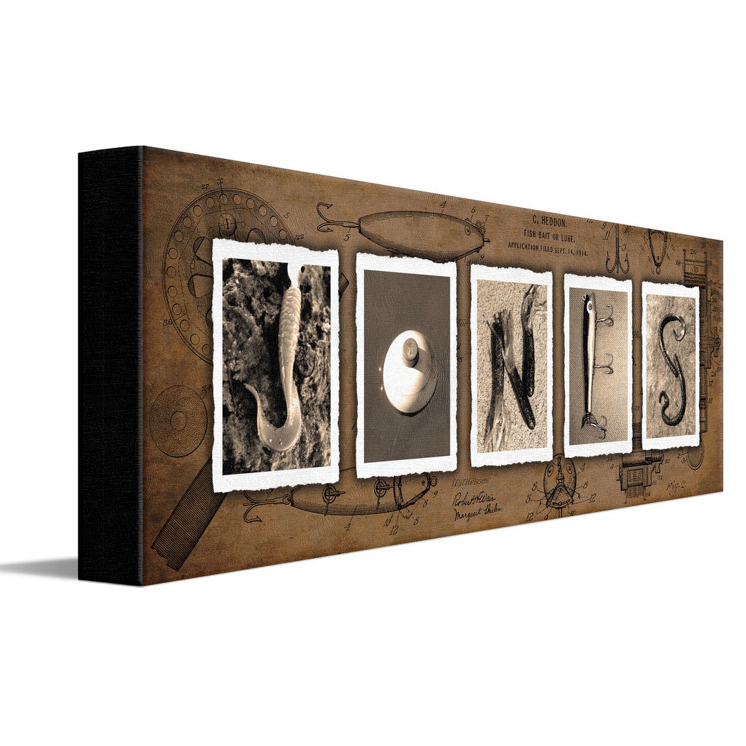 Vintage Fishing Name Art | Personalized Fishing Gift | Gifts for a ...