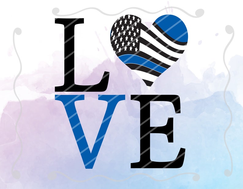 Thin Blue Line Love Decal SVG and Ai Files Digital | Etsy