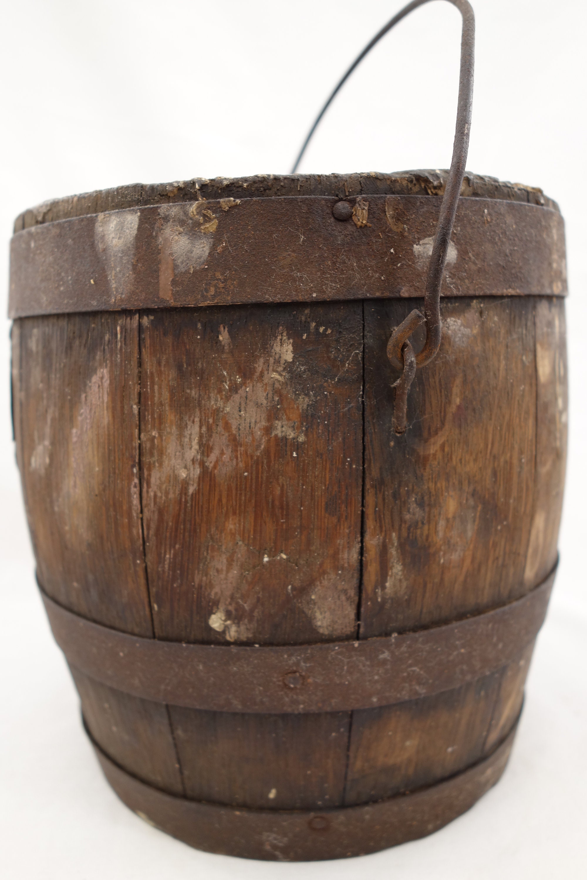 Antique 1800's Sterling White Lead Paint Company Wood Bucket With Metal ...