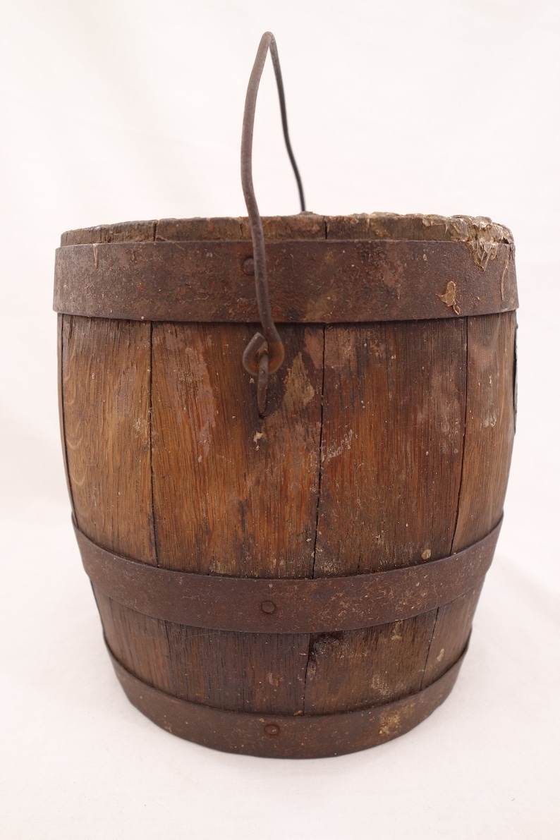 Antique 1800's Sterling White Lead Paint Company Wood Bucket With Metal ...