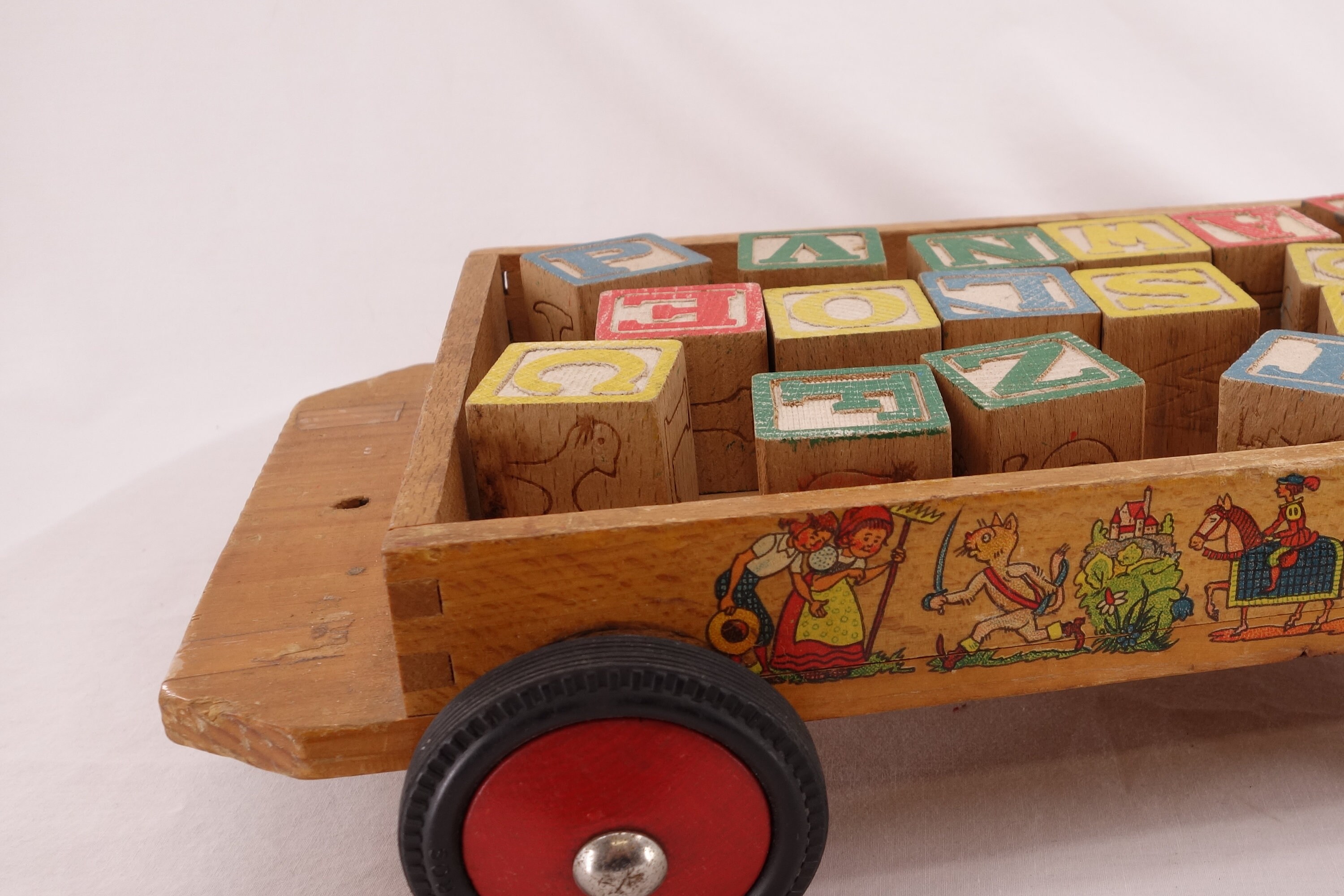 Vintage Wood Block Wagon Nursery Rhyme Graphics Red Wheels - Etsy