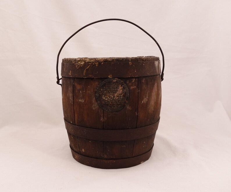 Antique 1800's Sterling White Lead Paint Company Wood Bucket With Metal ...