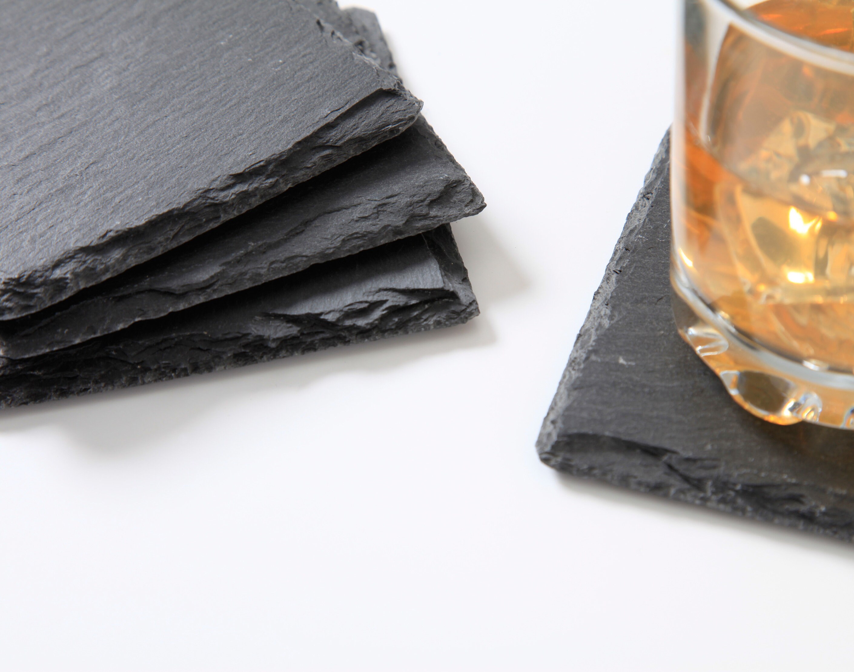 Square Slate Coasters Slate Tableware. Natural Slate | Etsy