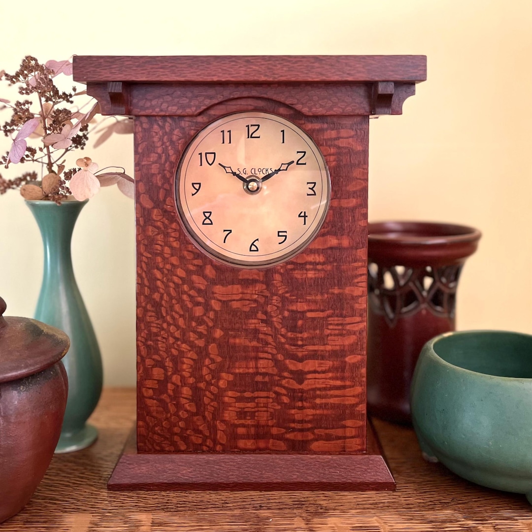 Mission Style Lacewood Mantel Clock - Etsy